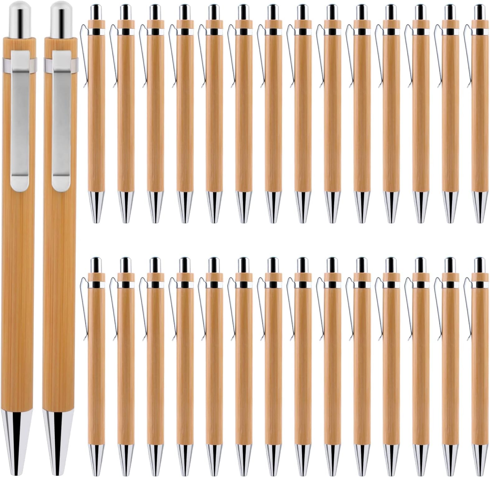 Acboor Stylo en Bambou, 30 Stylo personnalisé Stylos à Bille ...