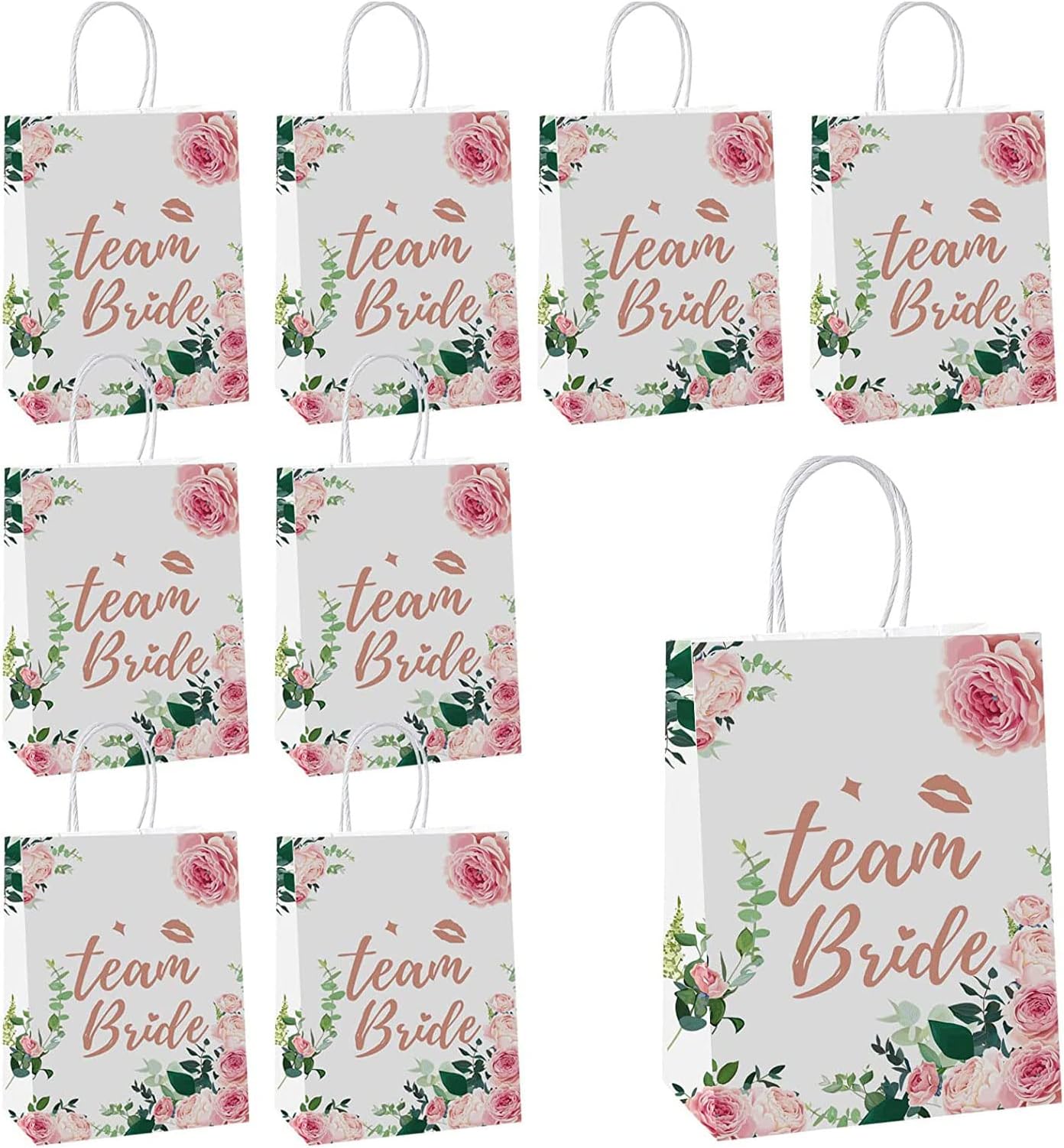 10 Pcs Hen Party Bags - Floral Team Bride Bags with Handle, Rose Gold ...
