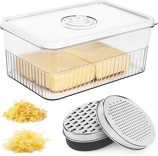 Amazon.com: Cheese Container for Refrigerator, Cheese Grater with ...