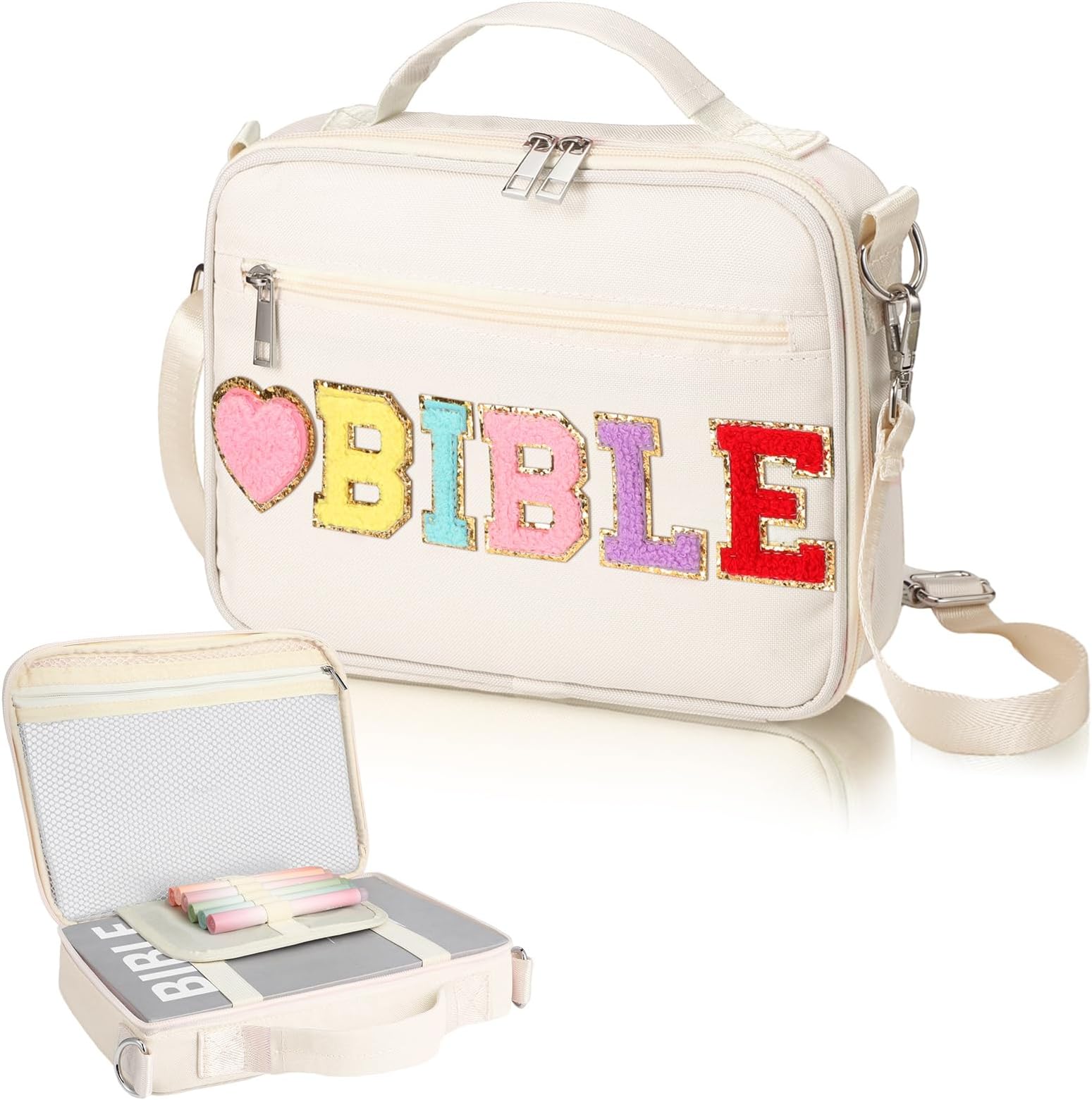 Amazon.com: Silkfly Large Chenille Letter Bible Cover for Women Preppy ...