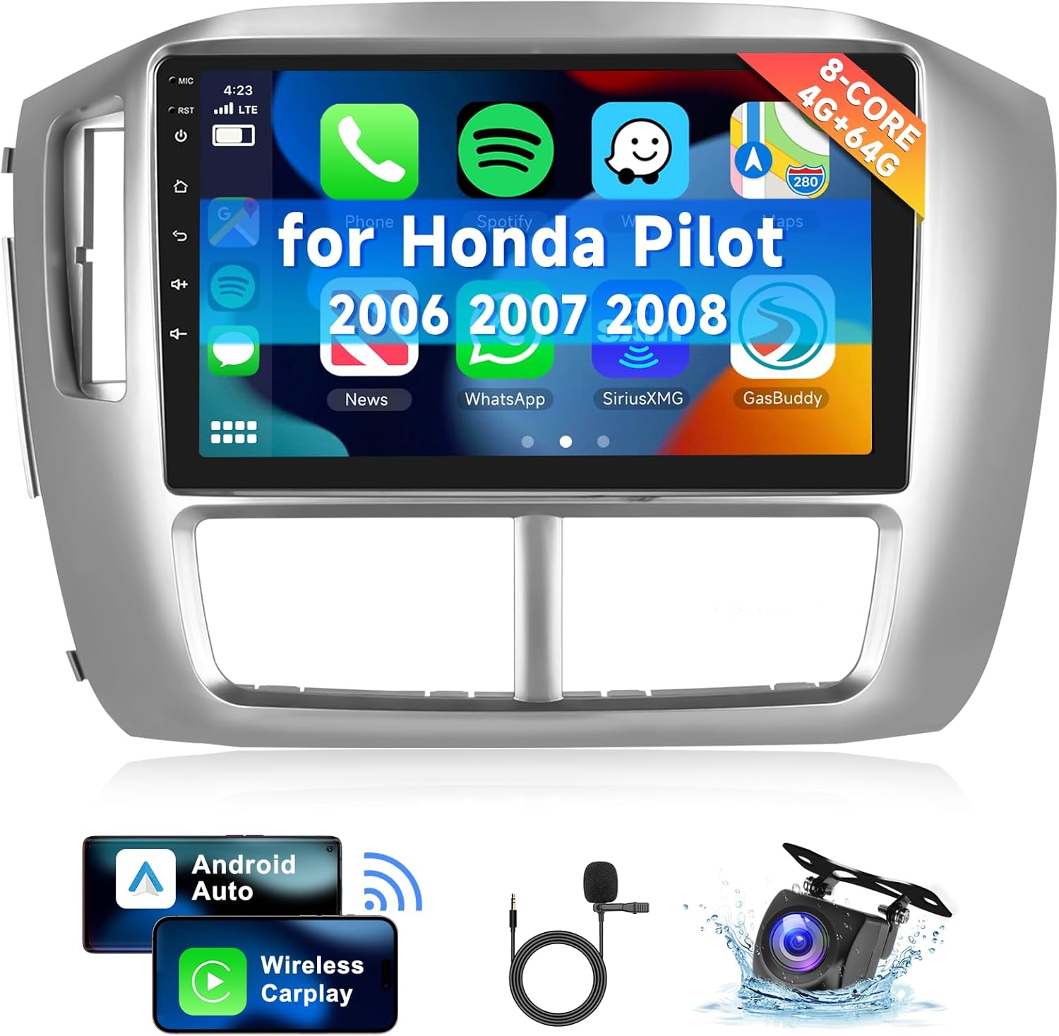 Amazon.com: [8 CORE 4G+64G] Car Radio for Honda Pilot 2006 2007 2008 ...