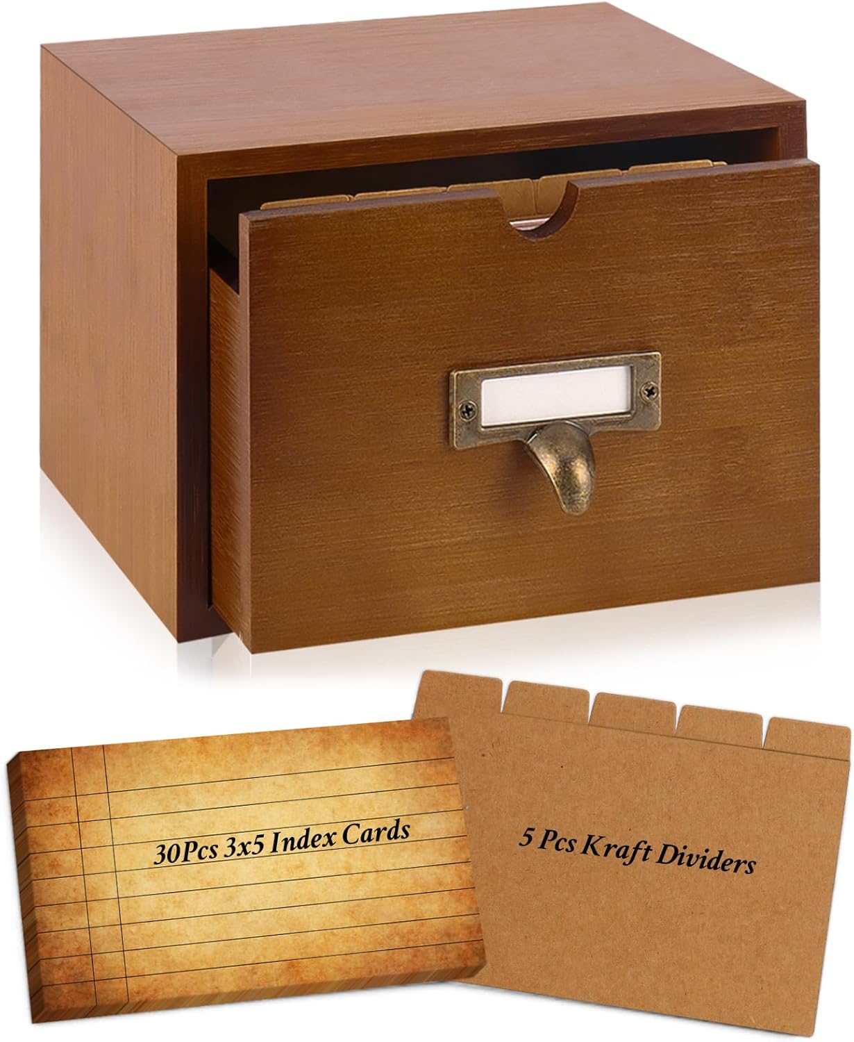 Amazon.com: DLUGOPIS 3x5 Index Cards Holder Wood Index Card Organizer ...