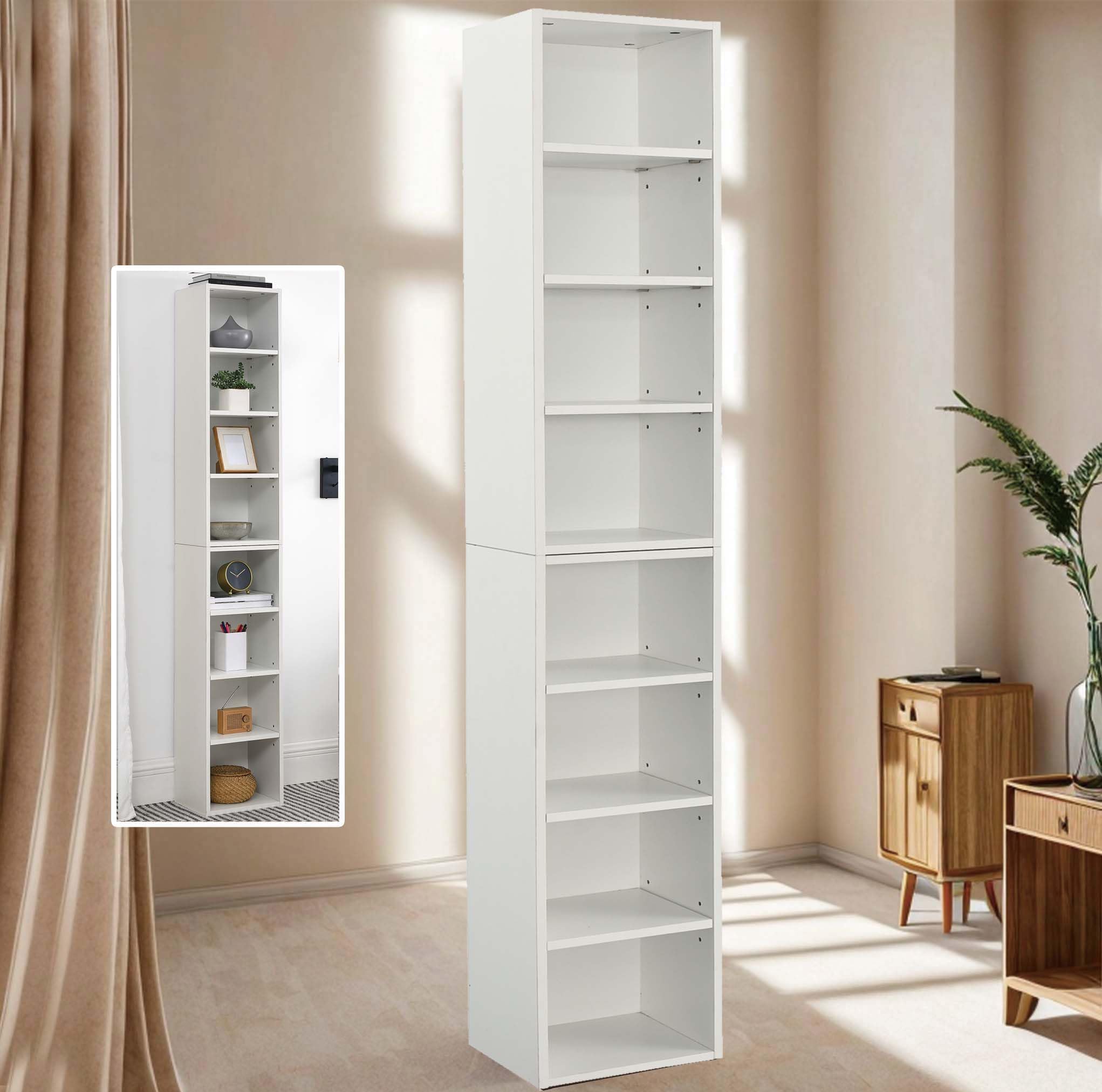 Amazon.com: Haibinsuo Tall Narrow Bookcase 70.9 Inch Floor Standing ...
