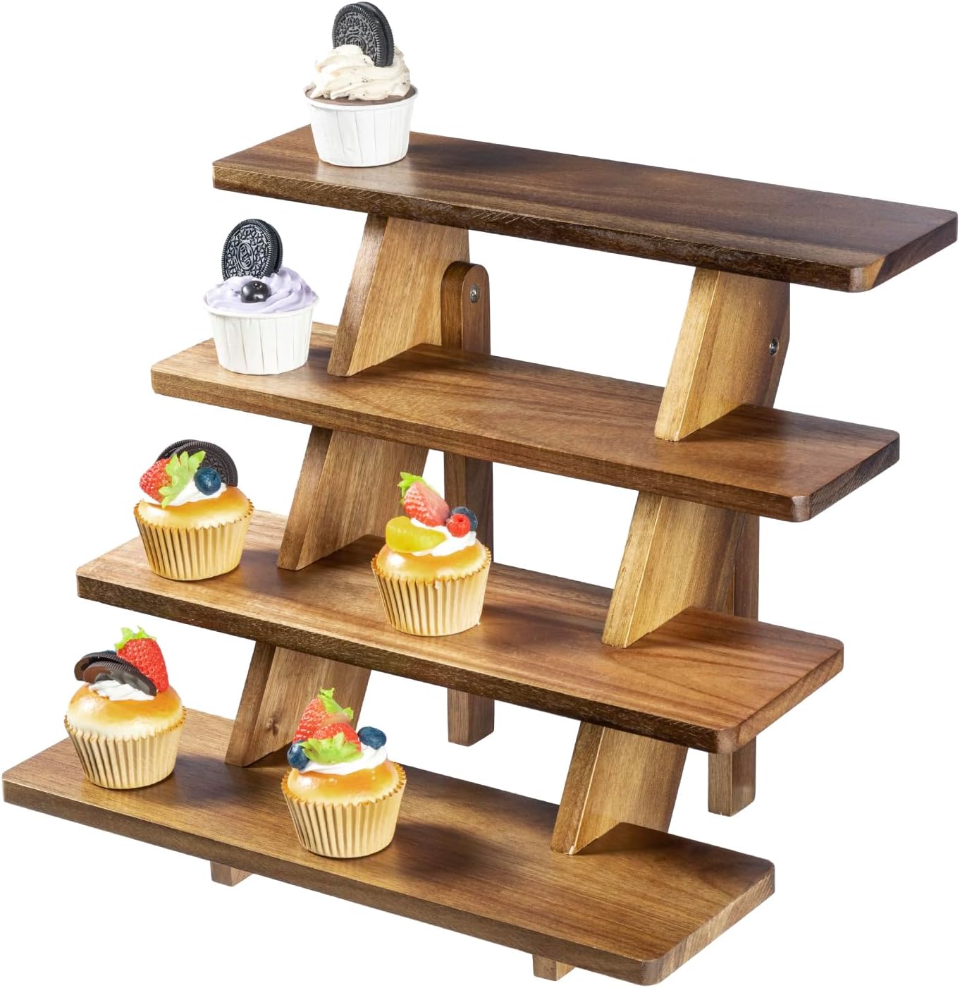 Amazon.com | MyGift 4 Tier Premium Acacia Solid Wood Cupcake Display ...