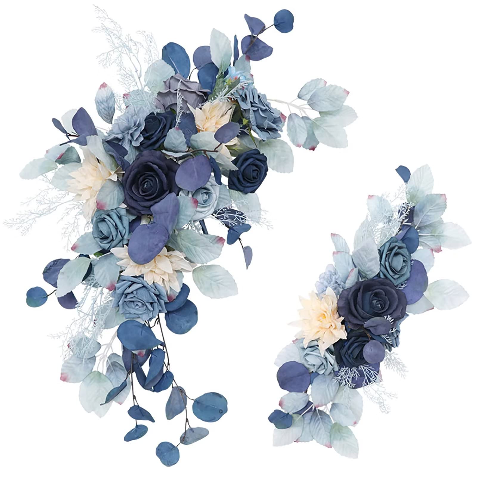 Amazon.com: Emivery Dusty Blue Wedding Arch Flowers Kit, Blue Rose ...