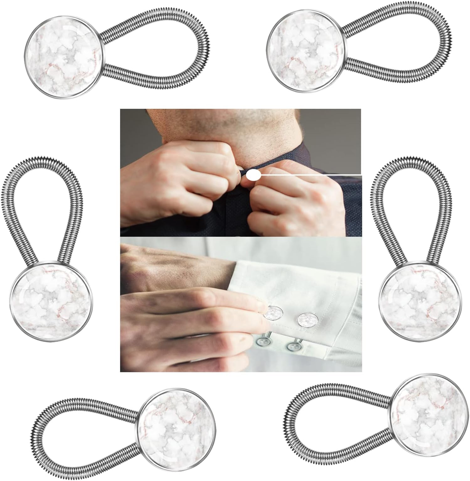 Amazon.com: Wennuo 8 Pieces 4 Colors Collar Extenders Elastic Button ...