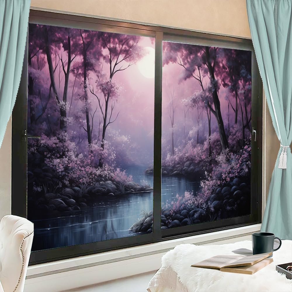 Amazon.com: Dunmat Watercolor Forest Window Film Coverings Fantasy ...