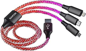 Amazon.com: Raycon RACLED110-23E-WHI Light-up LED 3-in-1 Cable, 4-Ft ...