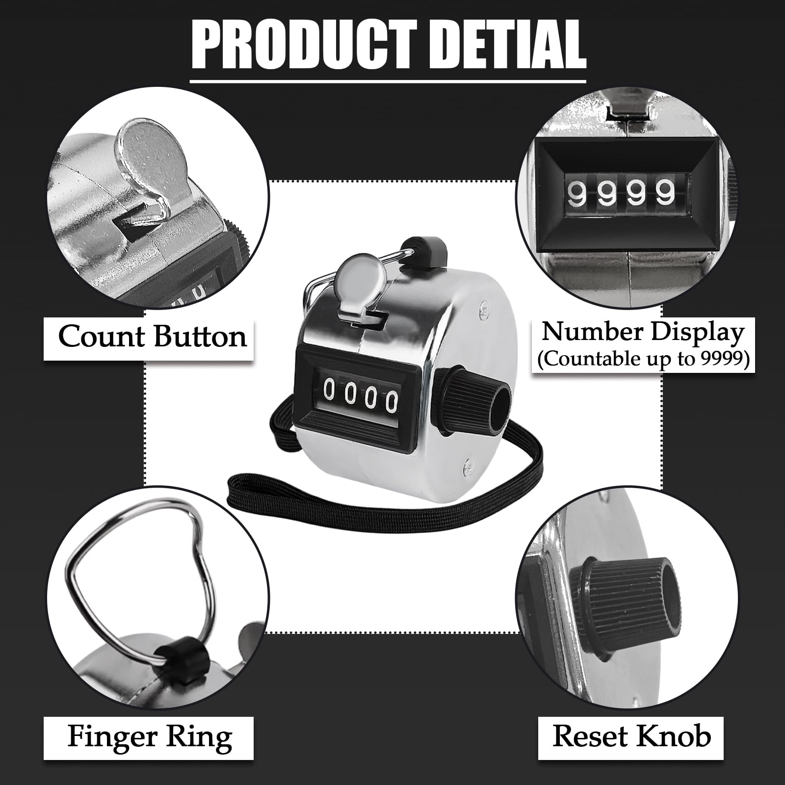 Snapklik.com : GDMINLO Metal Hand Tally Clicker Counter, 4-Digit Number ...