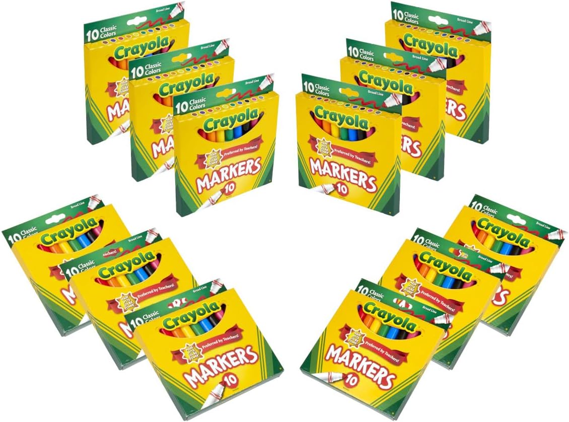 Amazon.com: Crayola Broad Line Markers, Classic Colors 10 Each : Toys ...