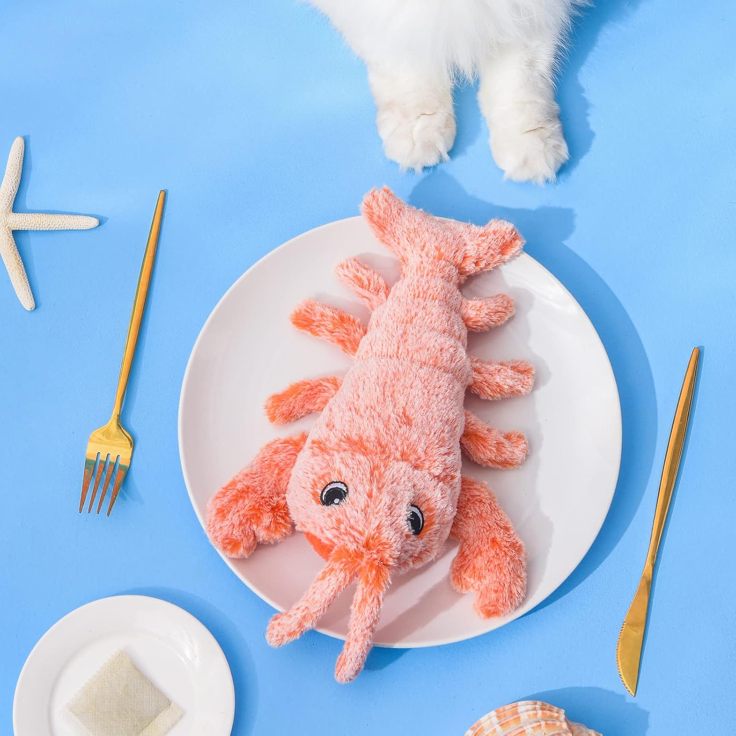 Petgravity Catnip Toy Lobster Cat Fish Toy 12.6" USB Charge Electric ...