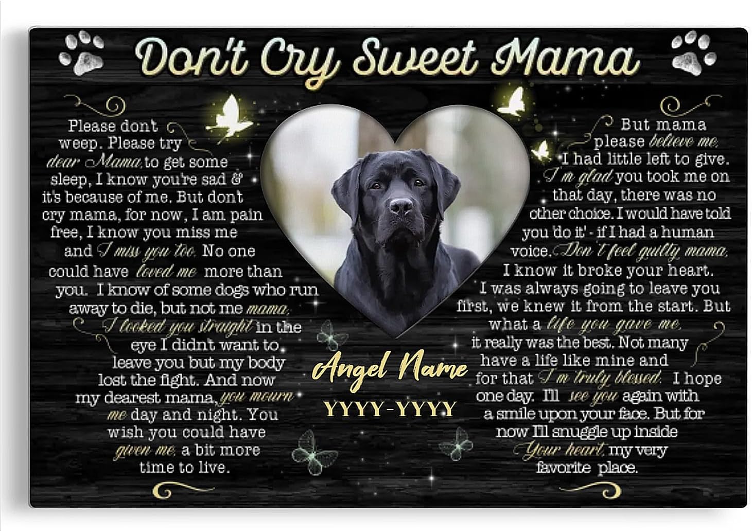 Amazon.com: Dem Canvas Personalized Photo Canvas Prints, Dog Loss Gifts ...
