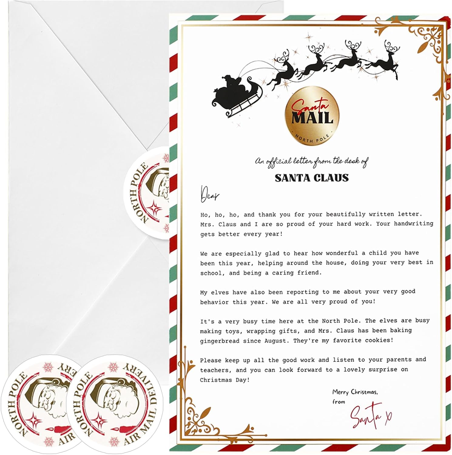 Amazon.com: 20 Set Christmas Official Letter Set Letter from Santa ...