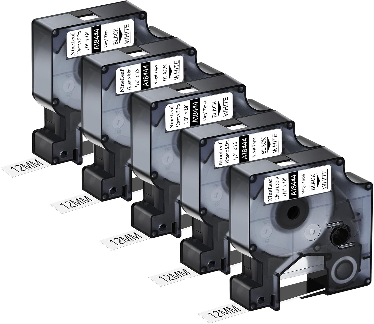 NineLeaf 5 Pack Replacement for Dymo IND 18444 A18444 12 mm x 5.5 m ...