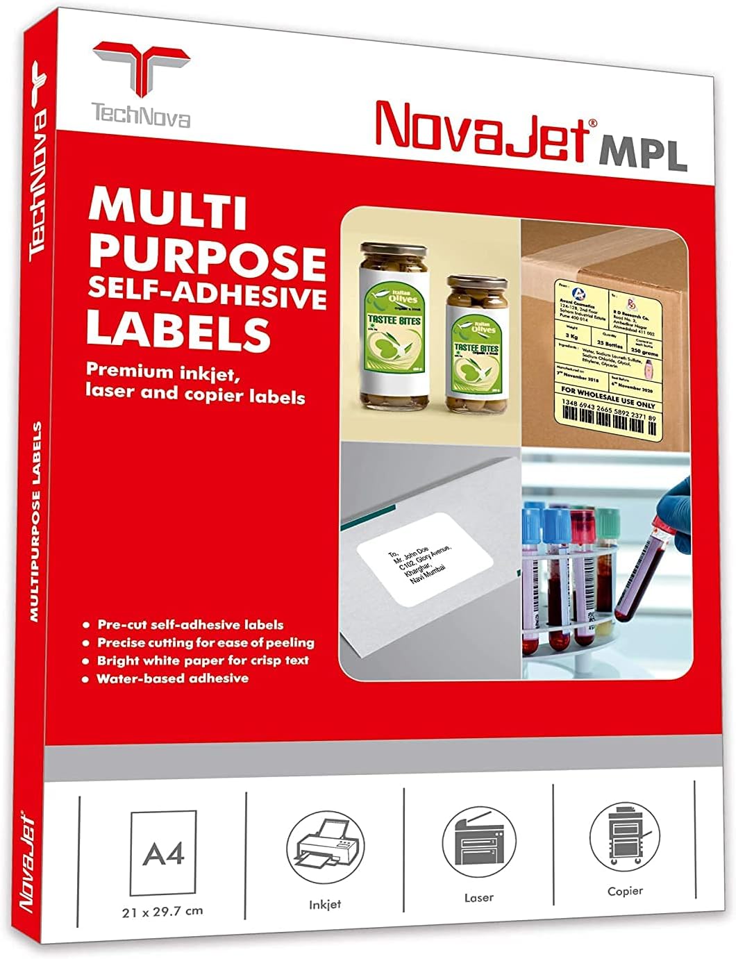 NovaJet Multipurpose Label for Inkjet/Laser Printer 24 Label (Size of ...