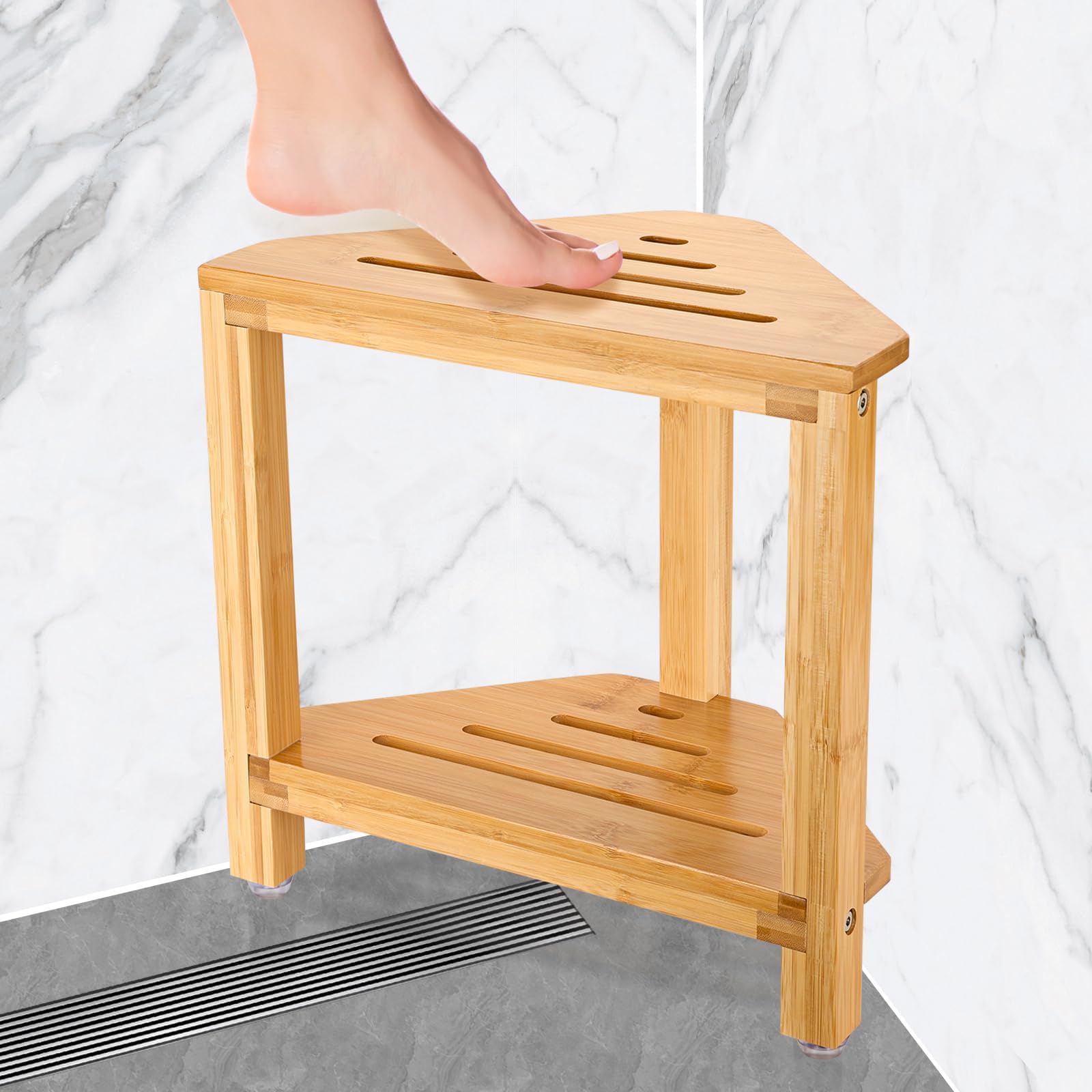 Amazon.com: Corner Shower Stool for Inside Shower - 15.5in Shower Foot ...