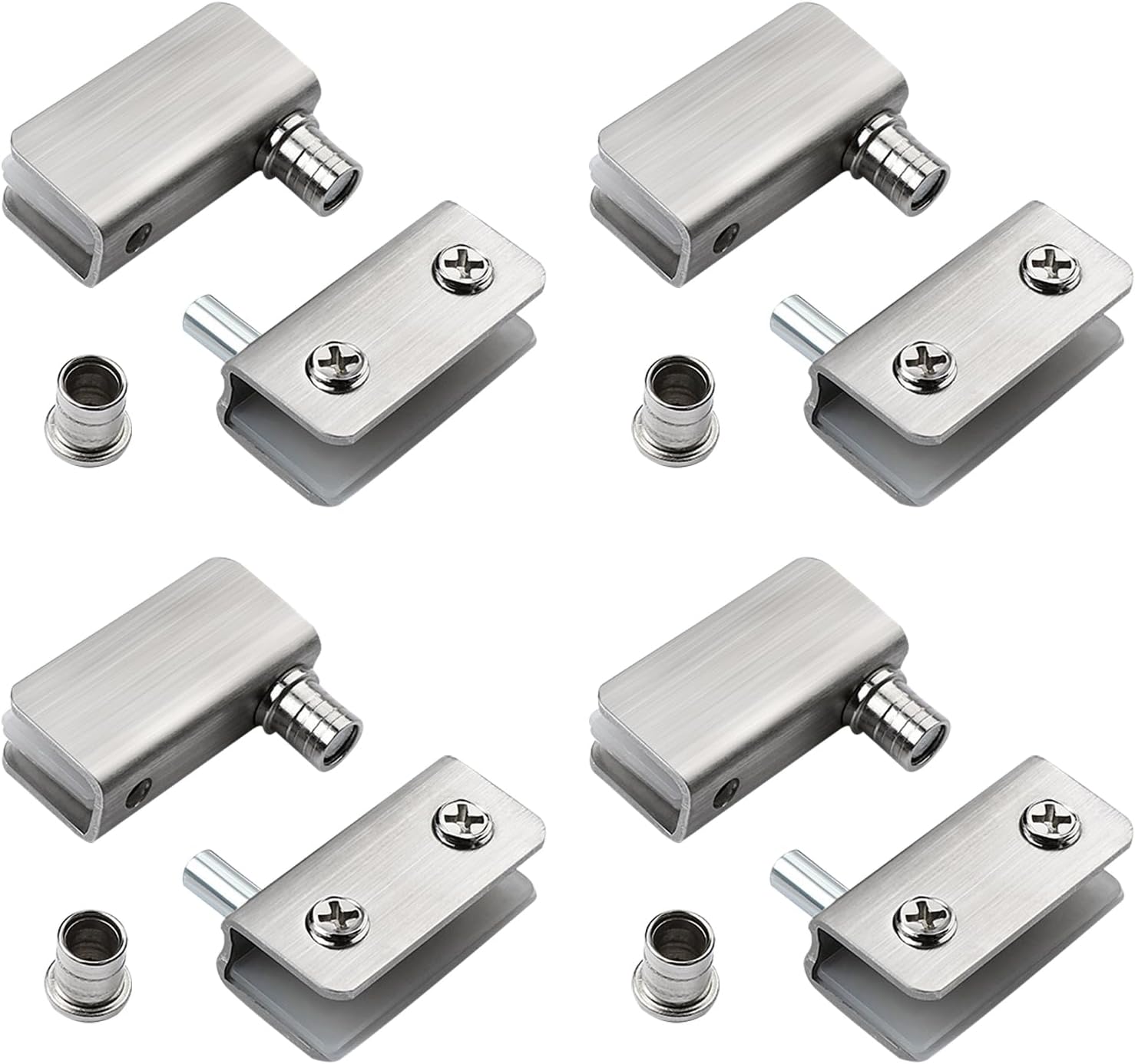 8 Pcs Stainless Steel Glass Door Pivot Hinge Double Head Magnetic Catch ...
