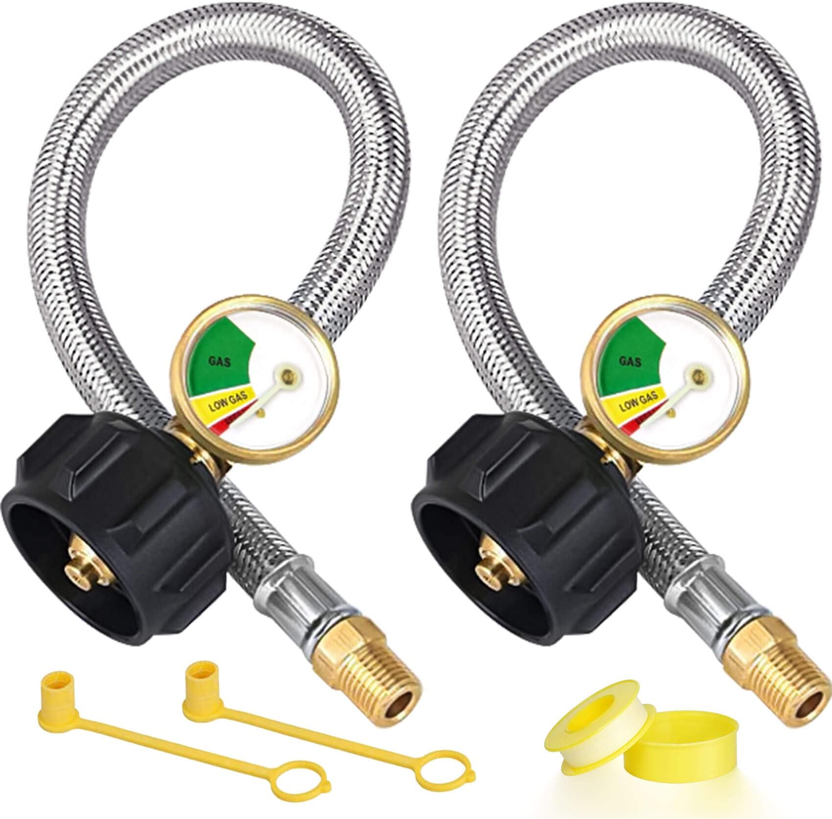 Amazon.com: 2 Pack 1/4 NPT RV Propane Hose, 12 inch Stainless Steel ...