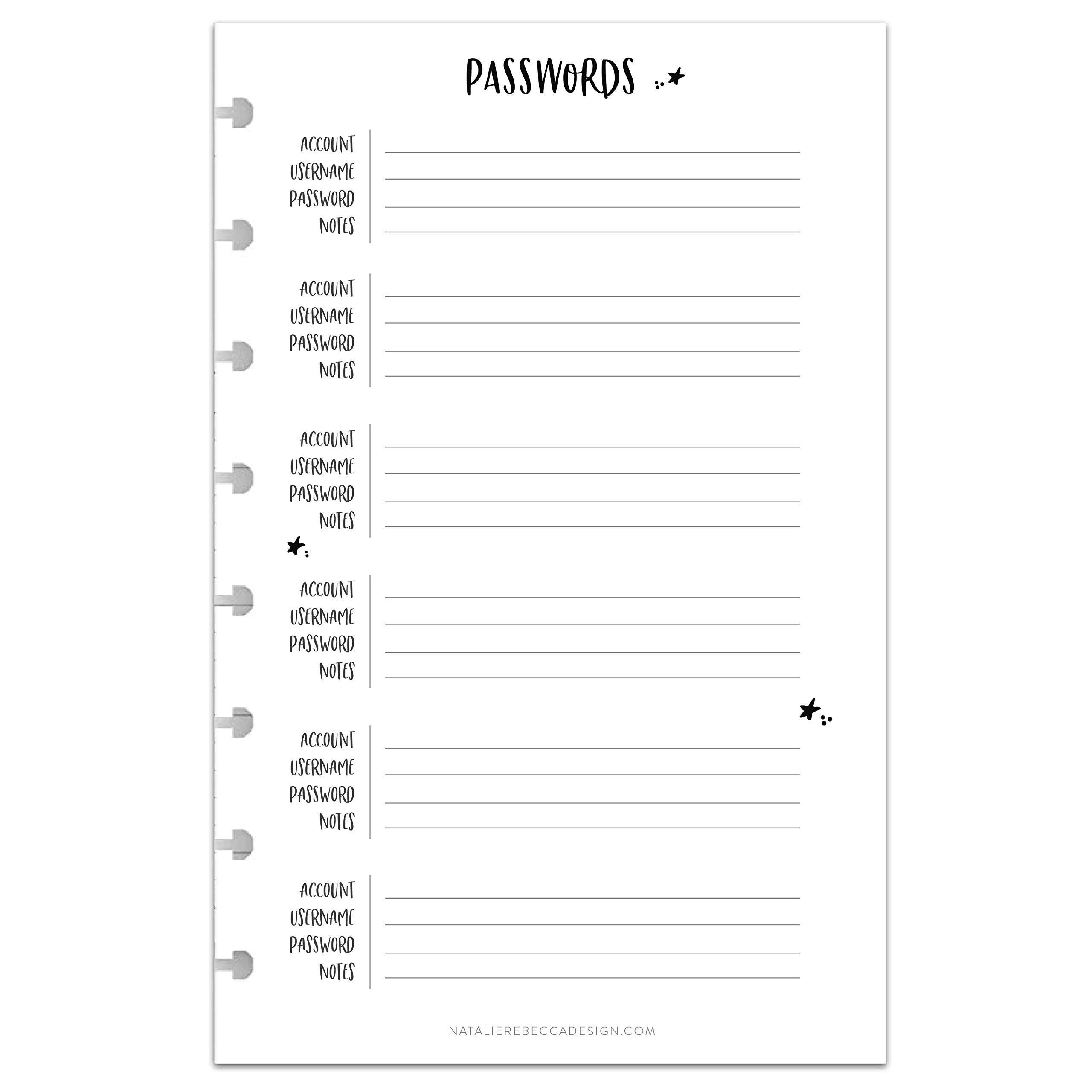 Snapklik.com : BetterNote Password Tracker Refill Pages For Disc ...