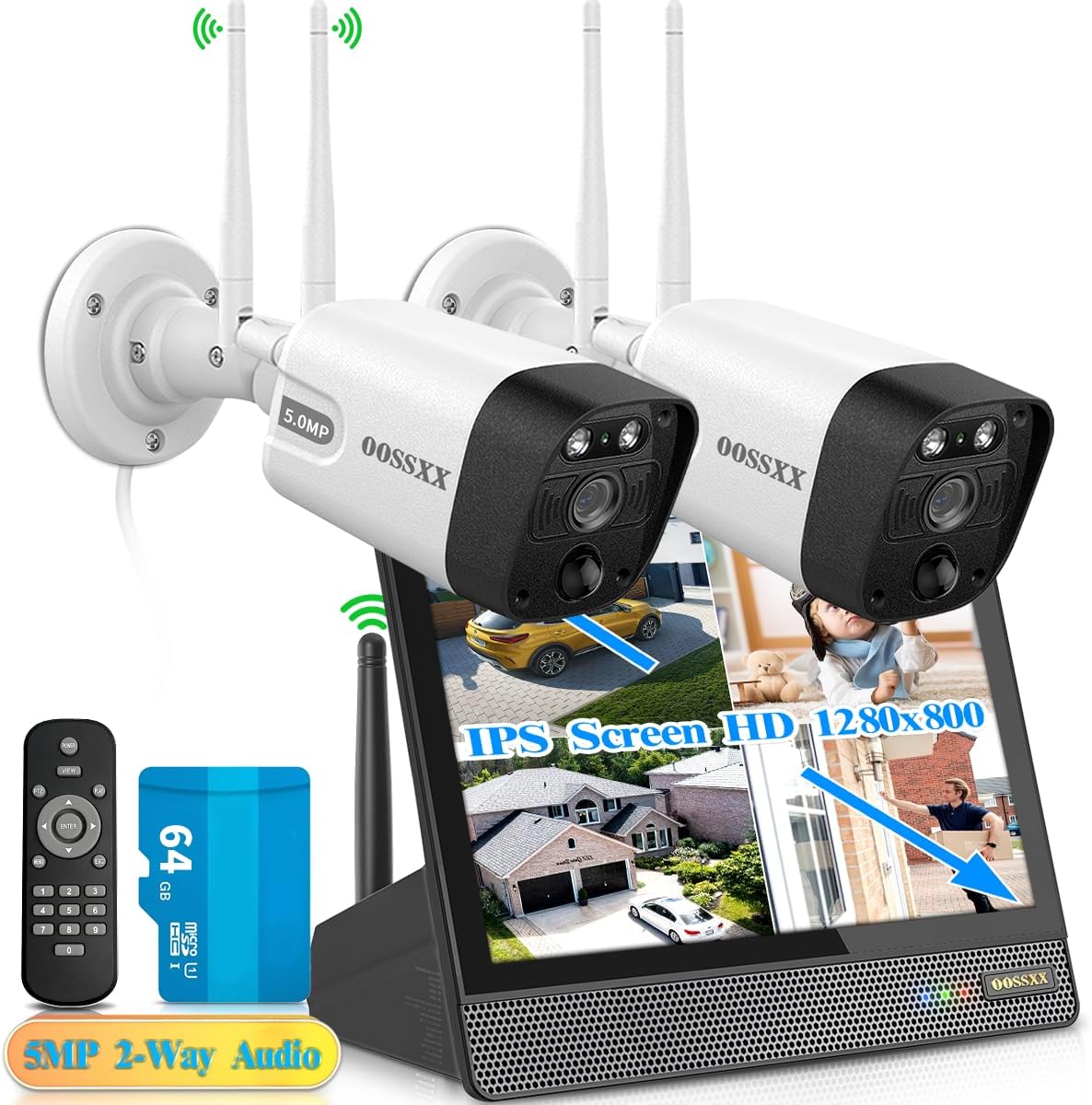 Amazon.com : (5.0MP & PIR Detection) 2-Way Audio Dual Antennas Outdoor ...