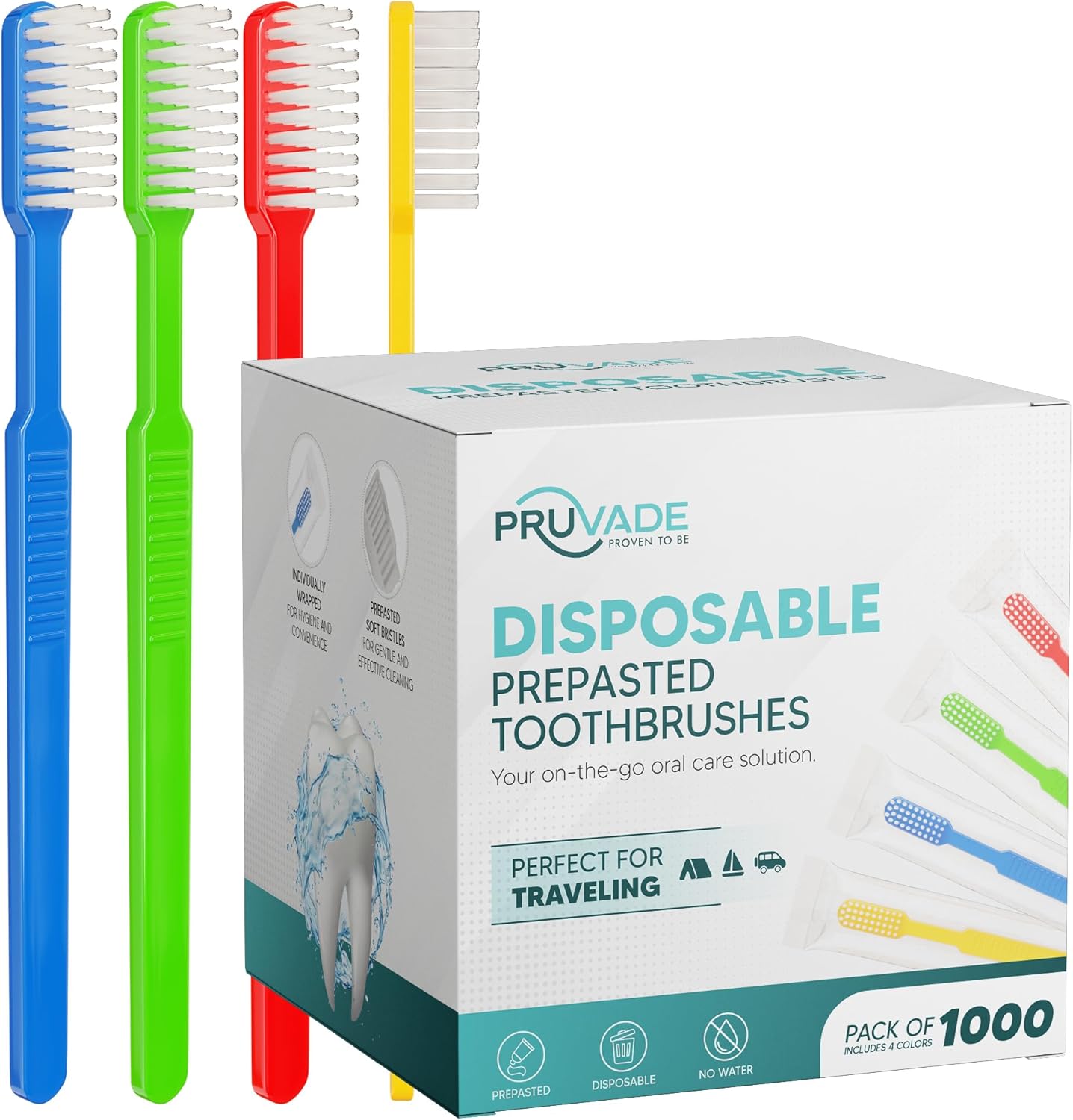 Amazon.com : PRUVADE 36 Pack Disposable Toothbrushes with Toothpaste ...