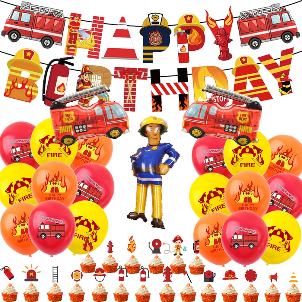 Buy Fireman Sam Party Supplies,43 Pieces Fireman Sam Balloons,Fireman ...