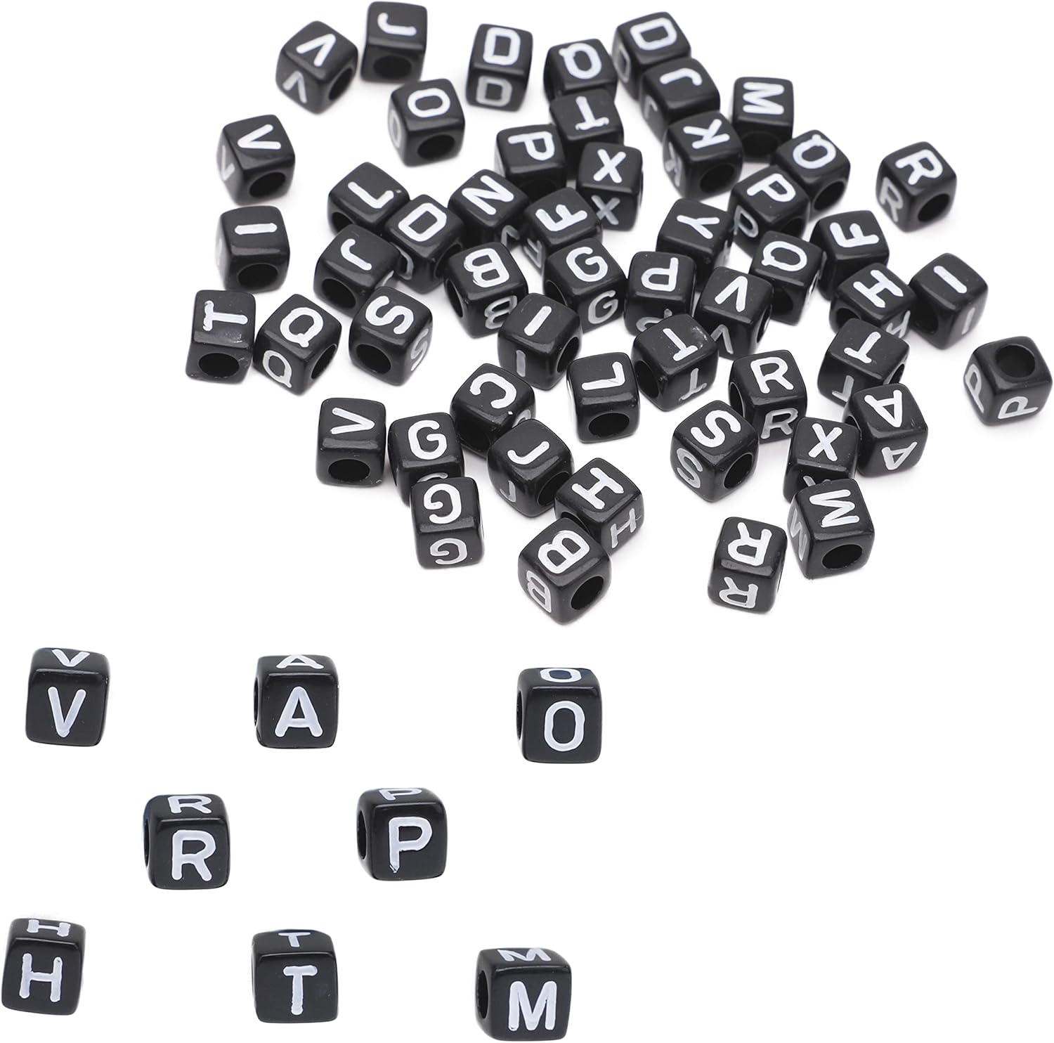 Amazon.com: Toyland® 52 Black + White Alphabet Letter Beads - Loom Band ...