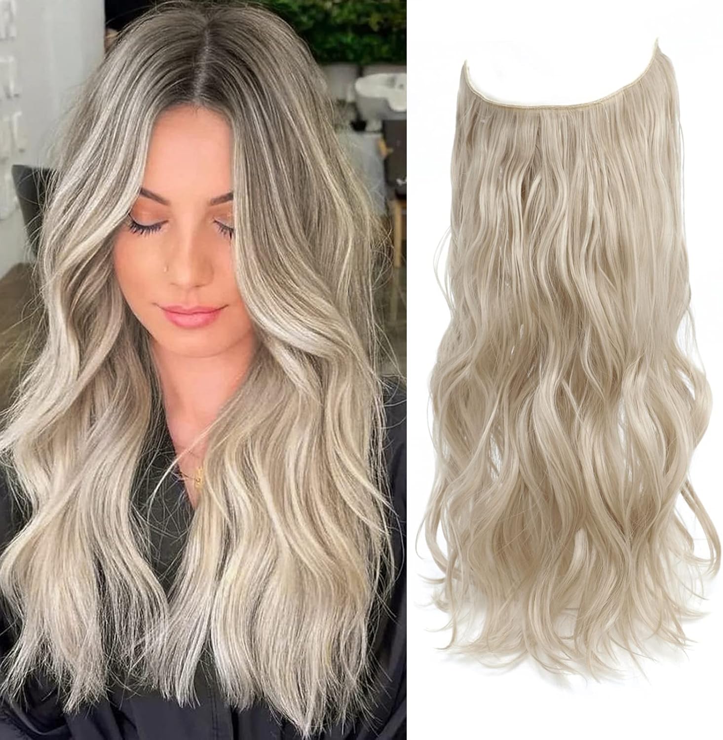 Secret Hair Extensions, Invisible Wire Hair Extensions Wavy Hair ...