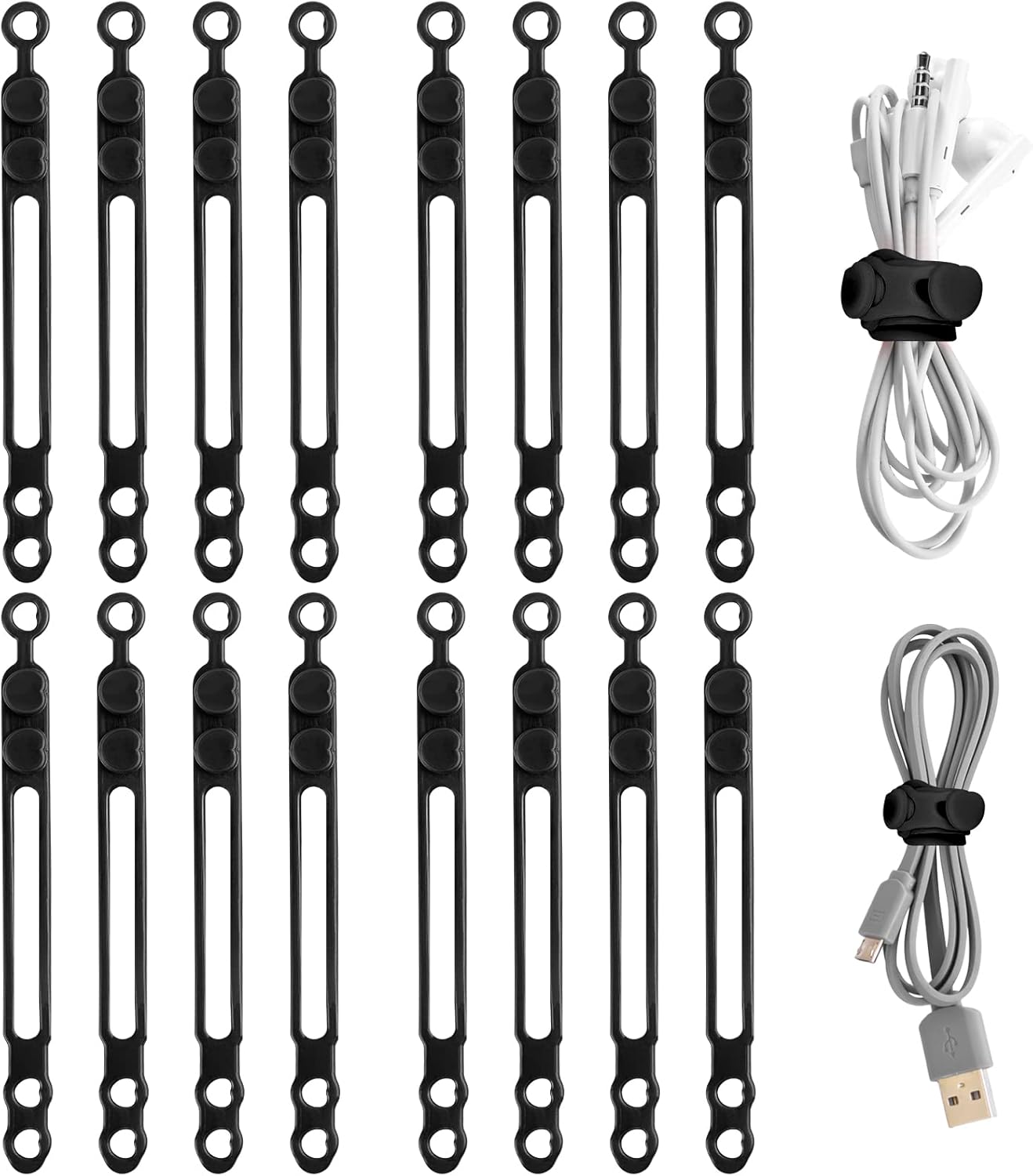 Amazon.com: Silicone Cable Ties, Reusable Elastic Cord Organizer Cable ...