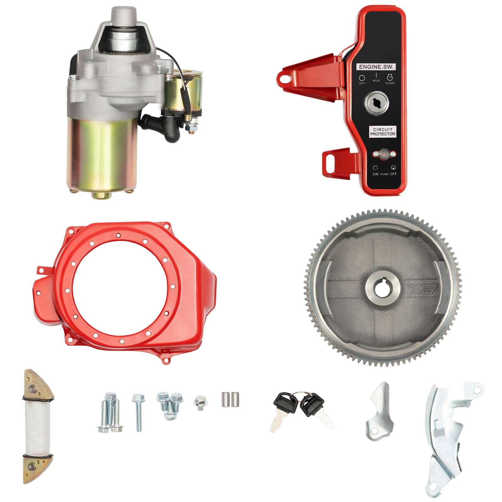 Electric Start Kit Starter Motor Flywheel Switch Honda Electric Start