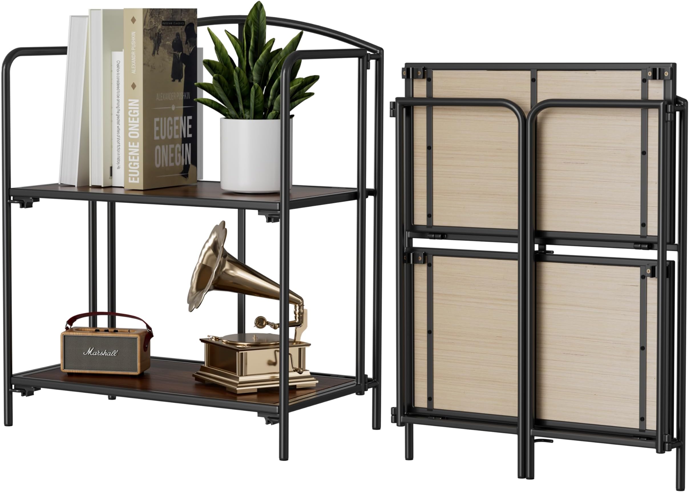 Amazon.com: Modern 2 Tier Metal and Wood Storage Shelf - Multi-Purpose ...