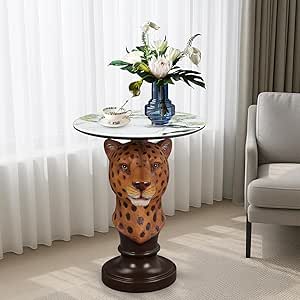 Amazon.com: Leopard Side Table, Maximalist Room Decor Accent Table ...