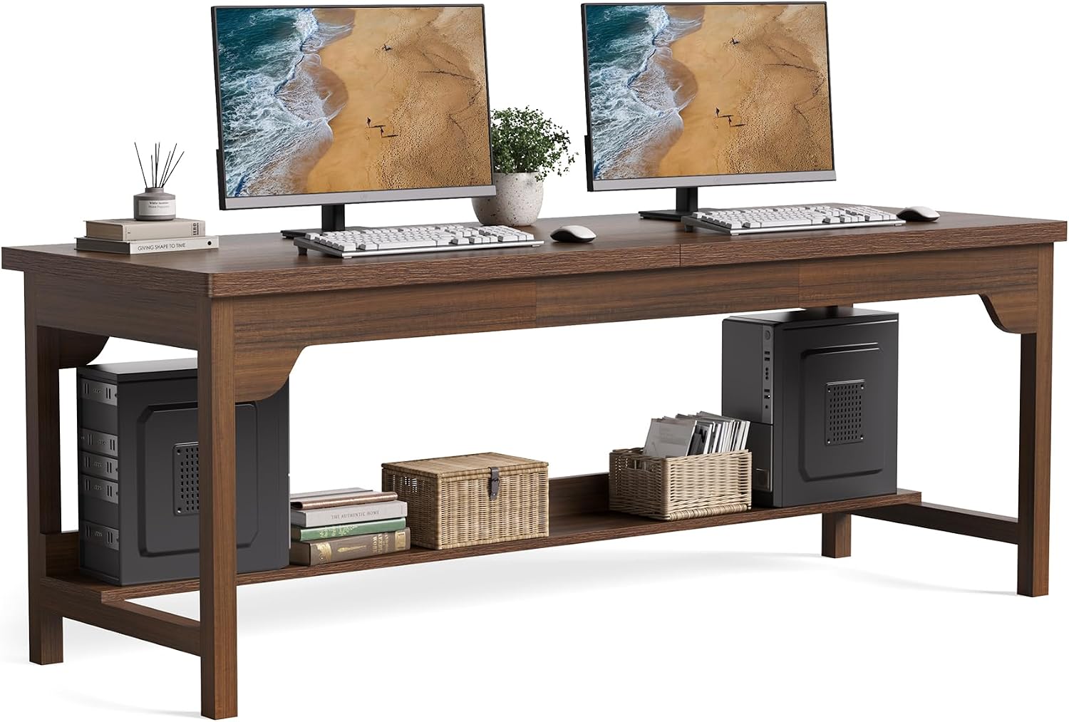 Amazon.com: 1Easylife 78.74" Extra Long Two-Person Desk, Computer Desk ...