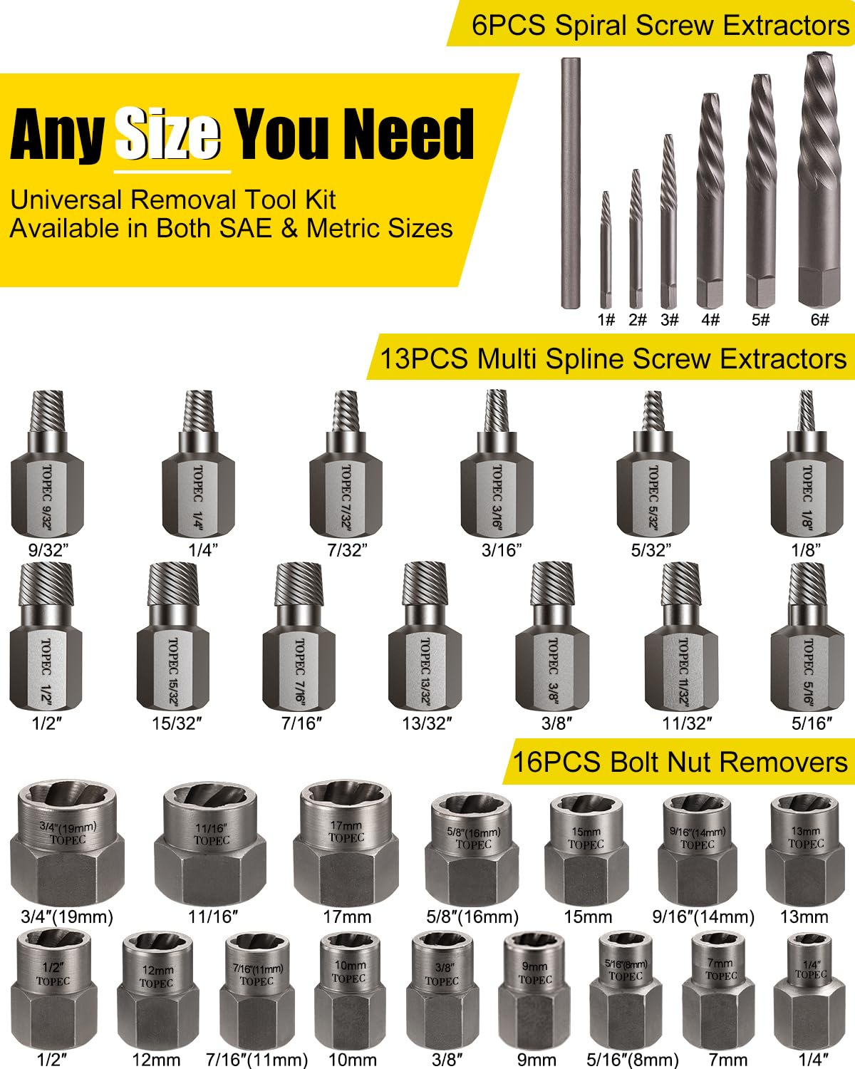 Snapklik.com : 36Pcs Screw & Bolt Extractor Kit, 3-in-1 Easy Out Screw ...