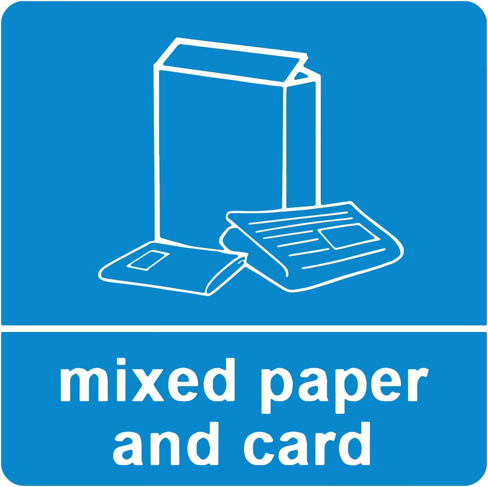 2 x Mixed Paper & Card - Info Recycling Sign Removable Self Adhesive ...