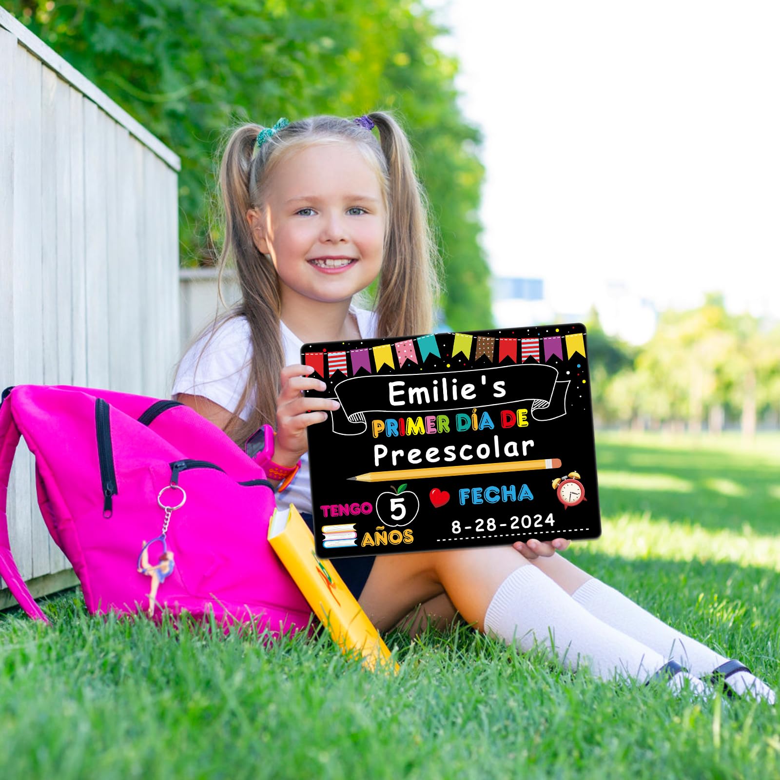 Snapklik.com : Spanish First & Last Day Of School Chalkboard Sign, 9 ...