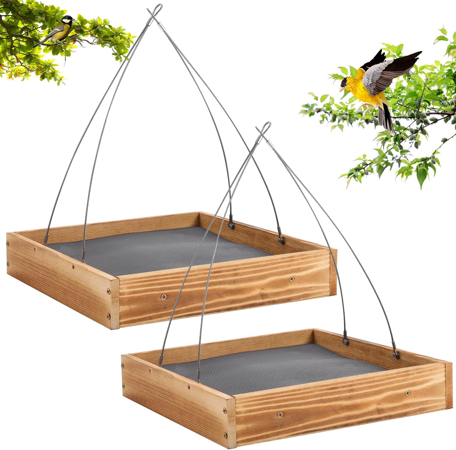 Amazon.com : 2 Pack Heavy Duty Cedar Platform Tray Bird Feeder ...