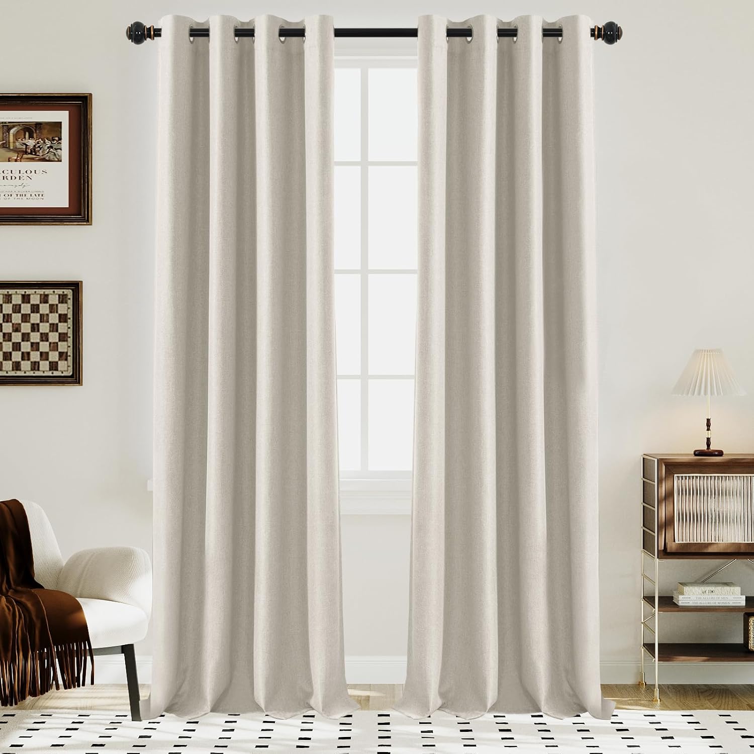 H.VERSAILTEX 90% Linen Blackout Curtains 108 Inches Long for Living ...