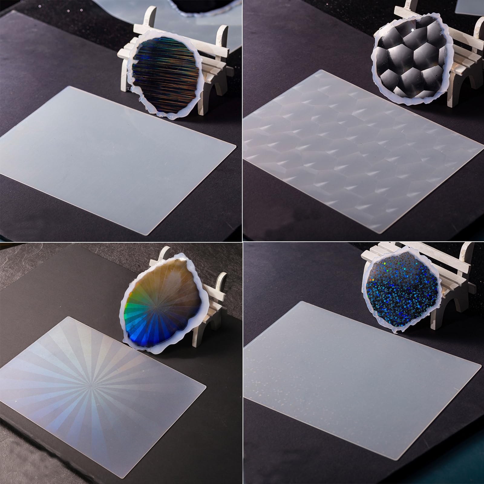4 Pieces Silicone Holographic Inlay Sheets Effect Fillers Insert ...