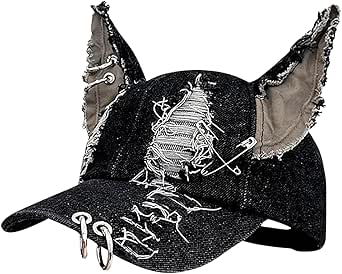 Amazon.com: CORIRESHA Cute Hat with Dog Ears Metal Iron Ring Distressed ...