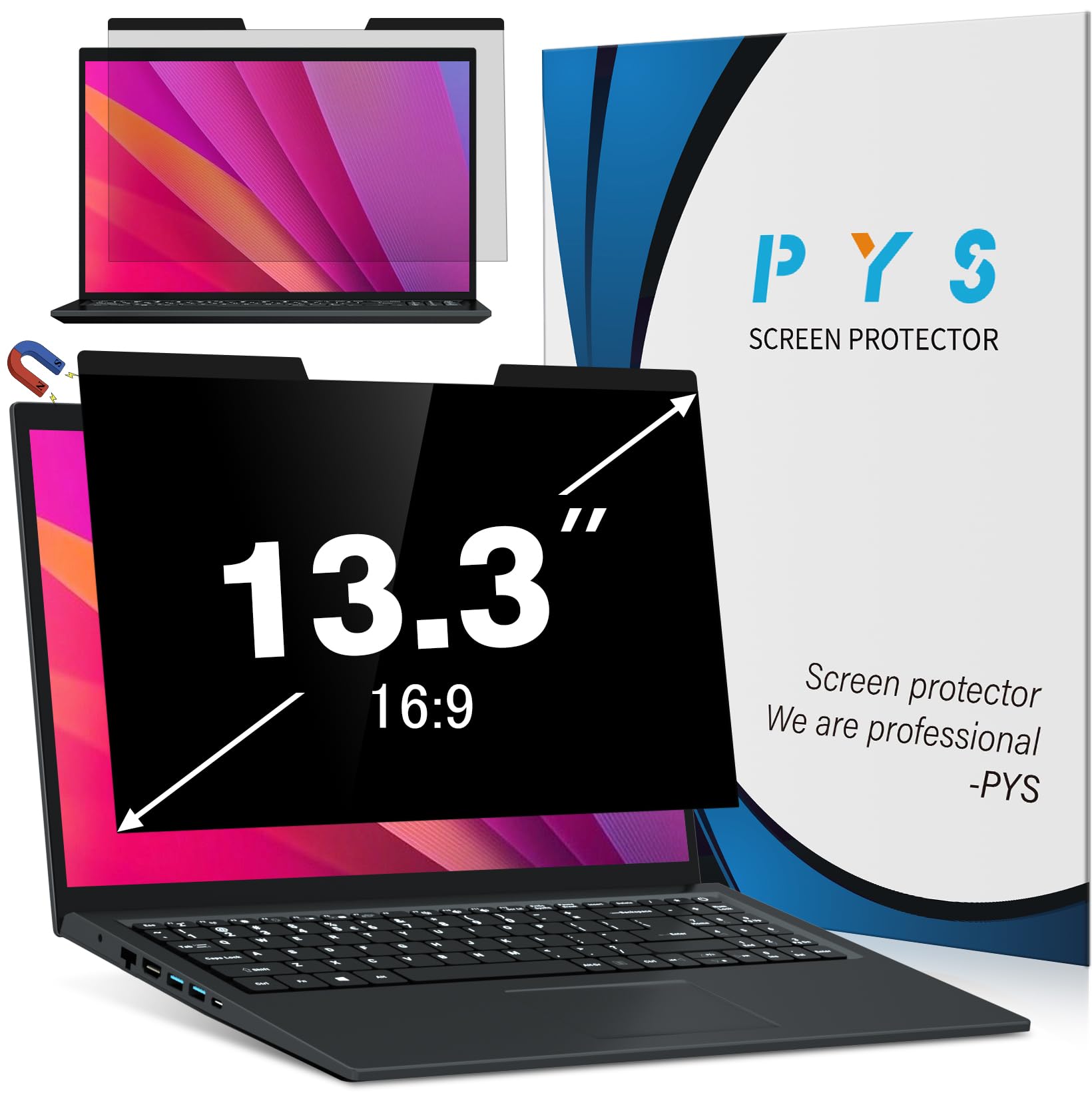 Amazon.com: PYS Magnetic Laptop Privacy Screen 13.3 Inch - Removable ...