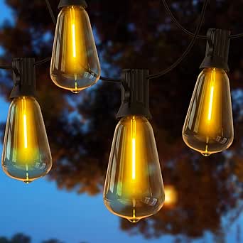 104FT LED Outdoor String Lights,Patio Lights with 54 Shatterproof ST38 ...