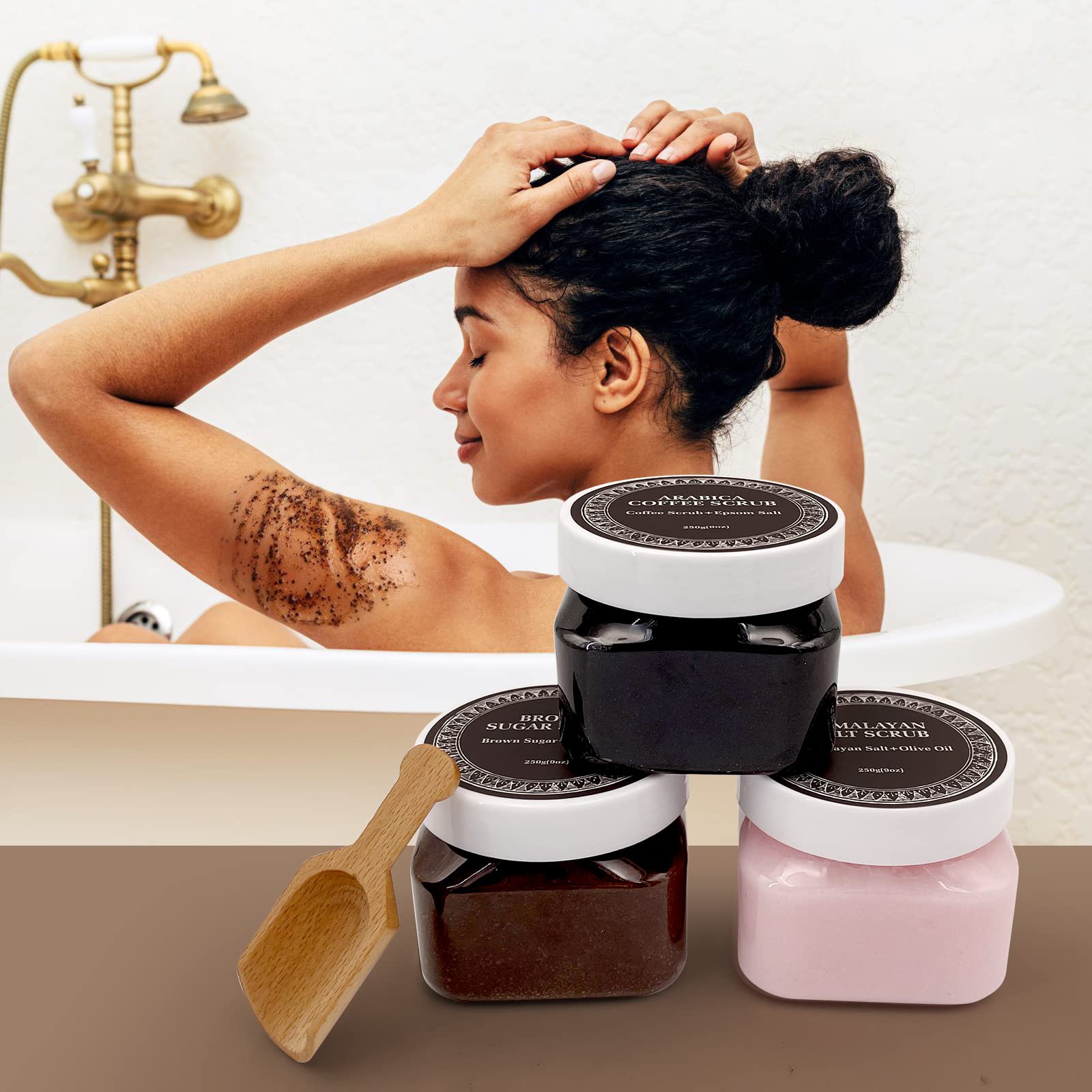 3 Counts Stocking Stuffers Body Scrub for Women and Men, Himalayan Salt ...