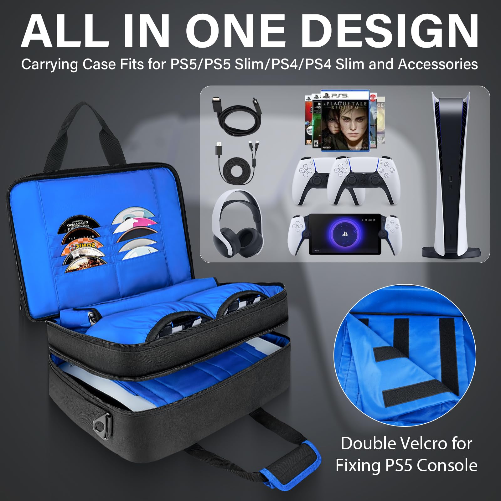 Snapklik.com : Carrying Case For PS5/PS5 Slim, Travel Storage Bag Fits ...