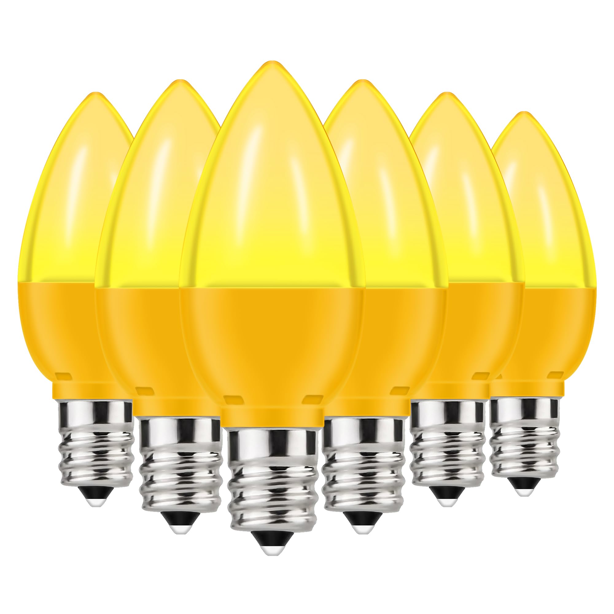 Flaspar 6 Pack C7 Yellow LED Replacement Christmas Light Bulbs, C7 ...
