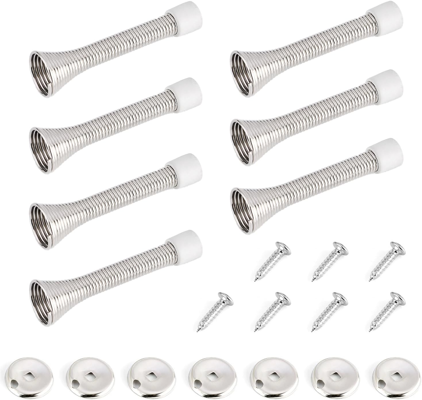 2X Wall Mounted Chrome Spring Door Stops - Skirting Board Sprung ...