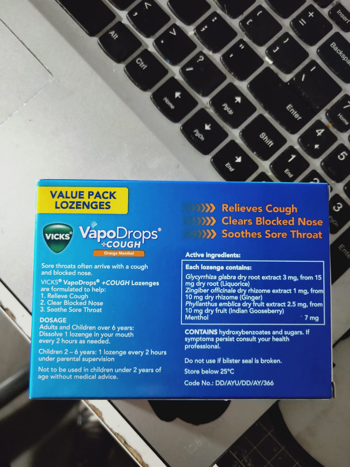 Vicks VapoDrops + Cough Orange Menthol 36 Lozenges : Amazon.com.au ...