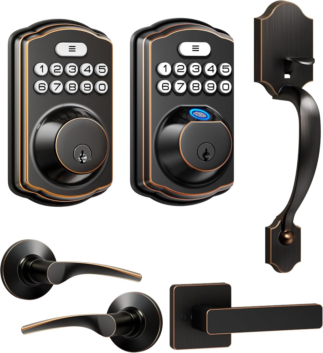 Veise Keyless Entry Door Lock, Front Door Handle Sets - Oil Rubbed ...