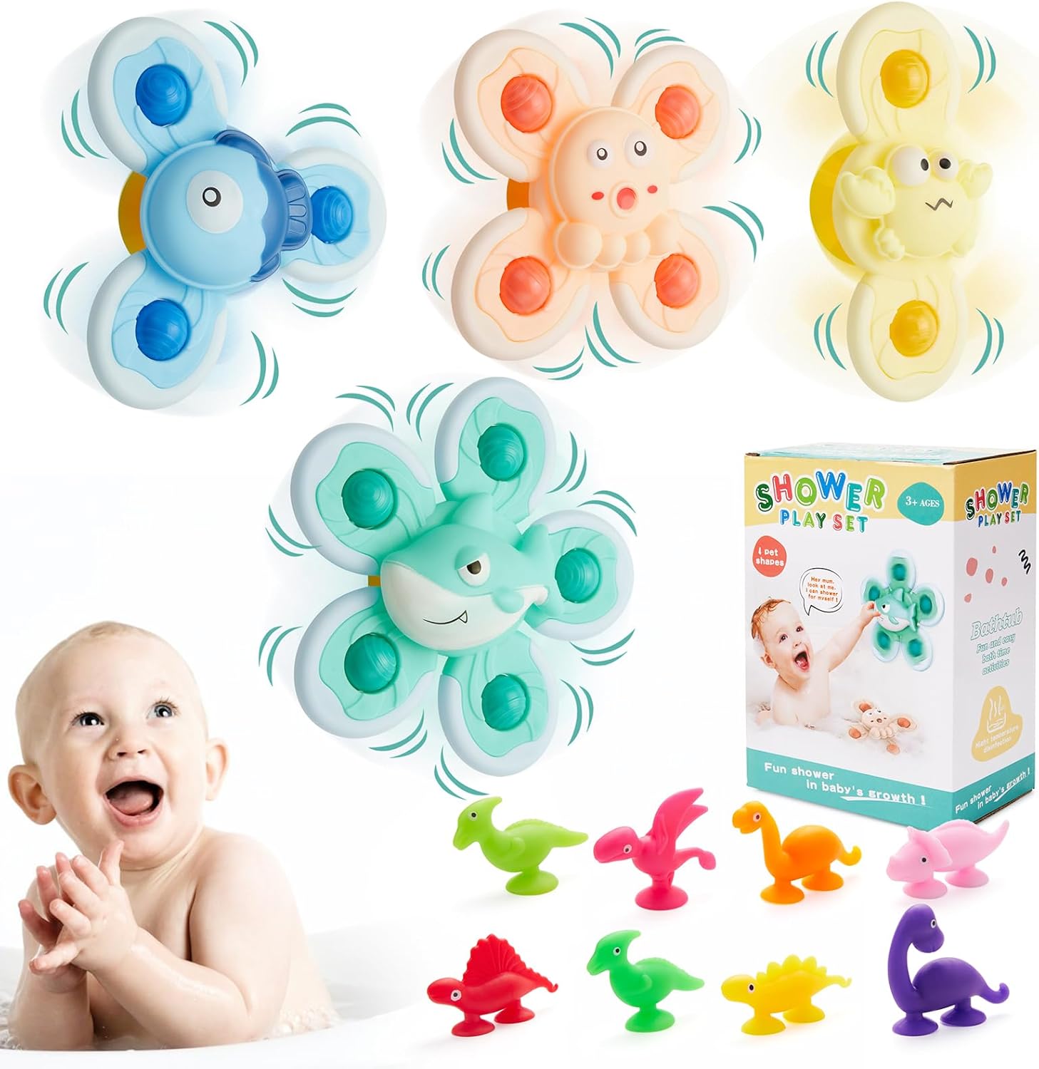 Amazon.com: Suction Cup Spinner Toy for Baby, 12 Pcs Window Fidget ...
