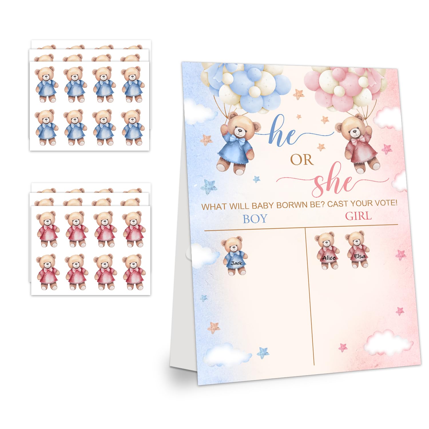 Snapklik.com : Gender Reveal Party Games, Teddy Theme Baby Gender ...